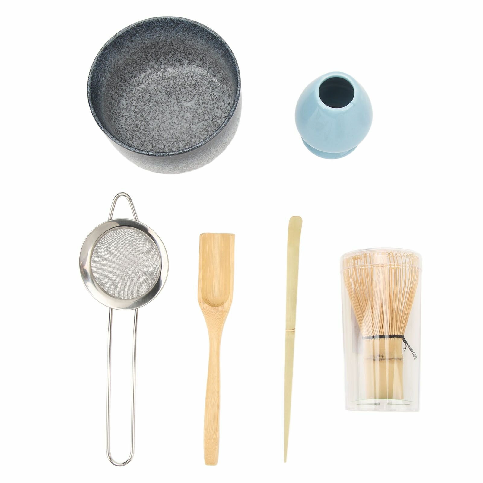 Набор для чая матча, венчик, чаша, синий.
