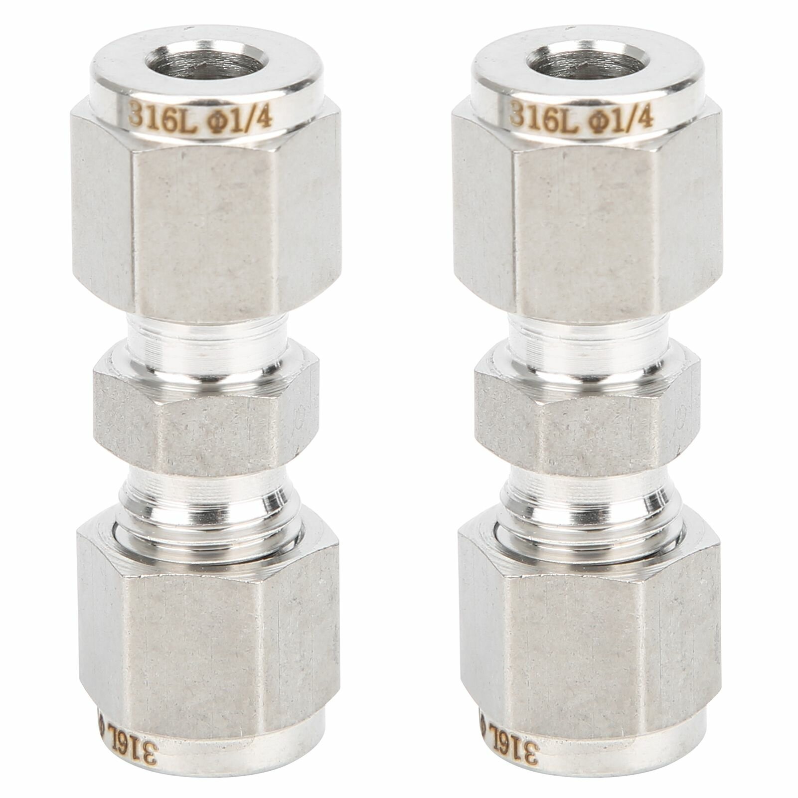 2 шт. компрессионный фитинг из нержавеющей стали 316, прямой переходник с двойным наконечником для трубы (Ф1/4)