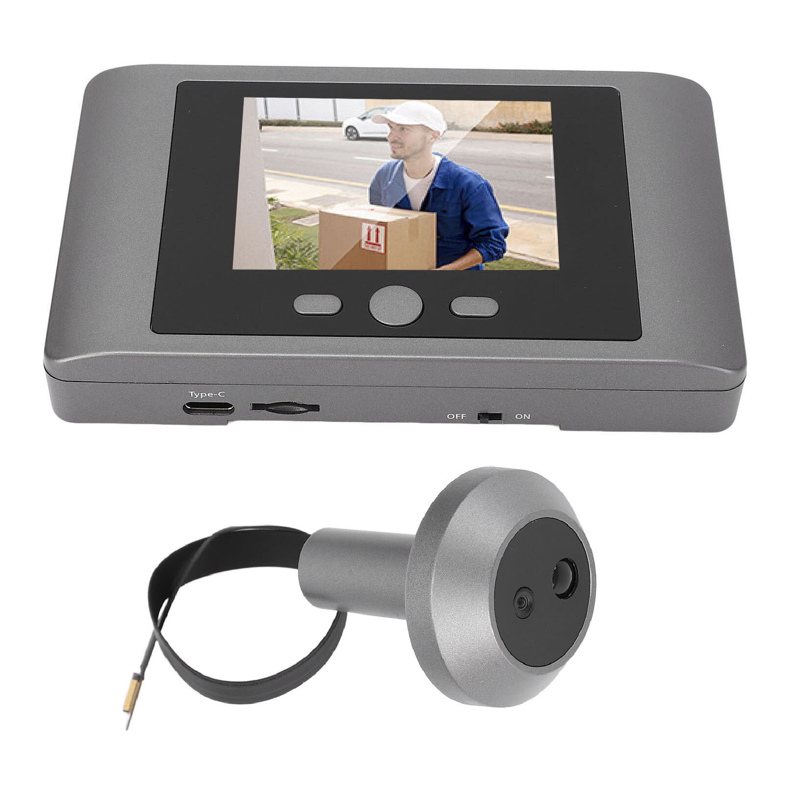 Digital Door Viewer с 2.8-дюймовым LCD экраном, ночным видением, PIR детекцией движения, камера для глазка двери, 3MP, 90 градусов, поддержка 128GB, 2000mAh, 4 языка, толщина двери 40-110мм, диаметр отверстия 16-45мм