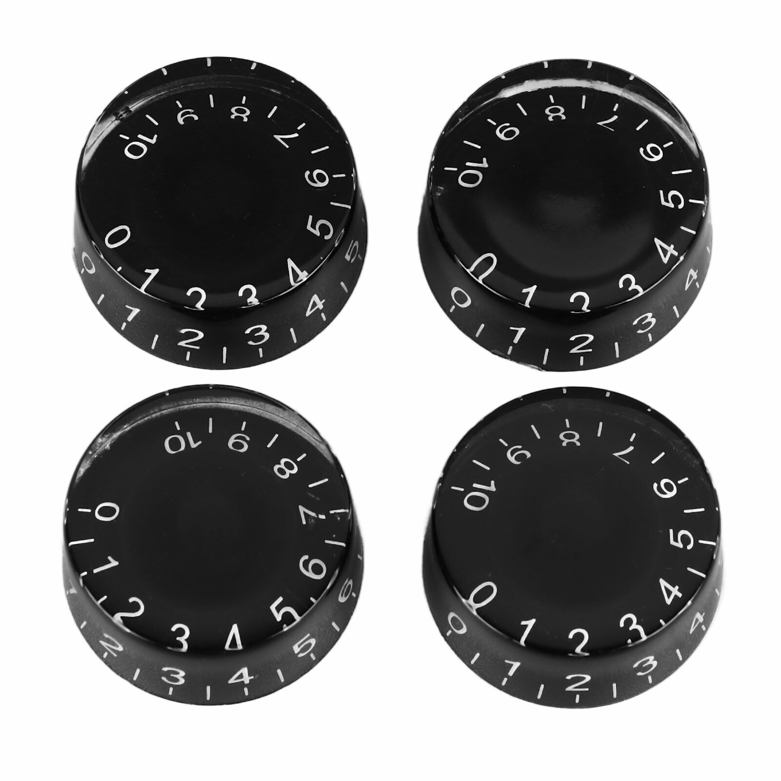 4 ручки управления электрогитарой, громкость, тембр, набор из 4 штук, прозрачная шкала, пластик, инструмент, аксессуар, черный цвет