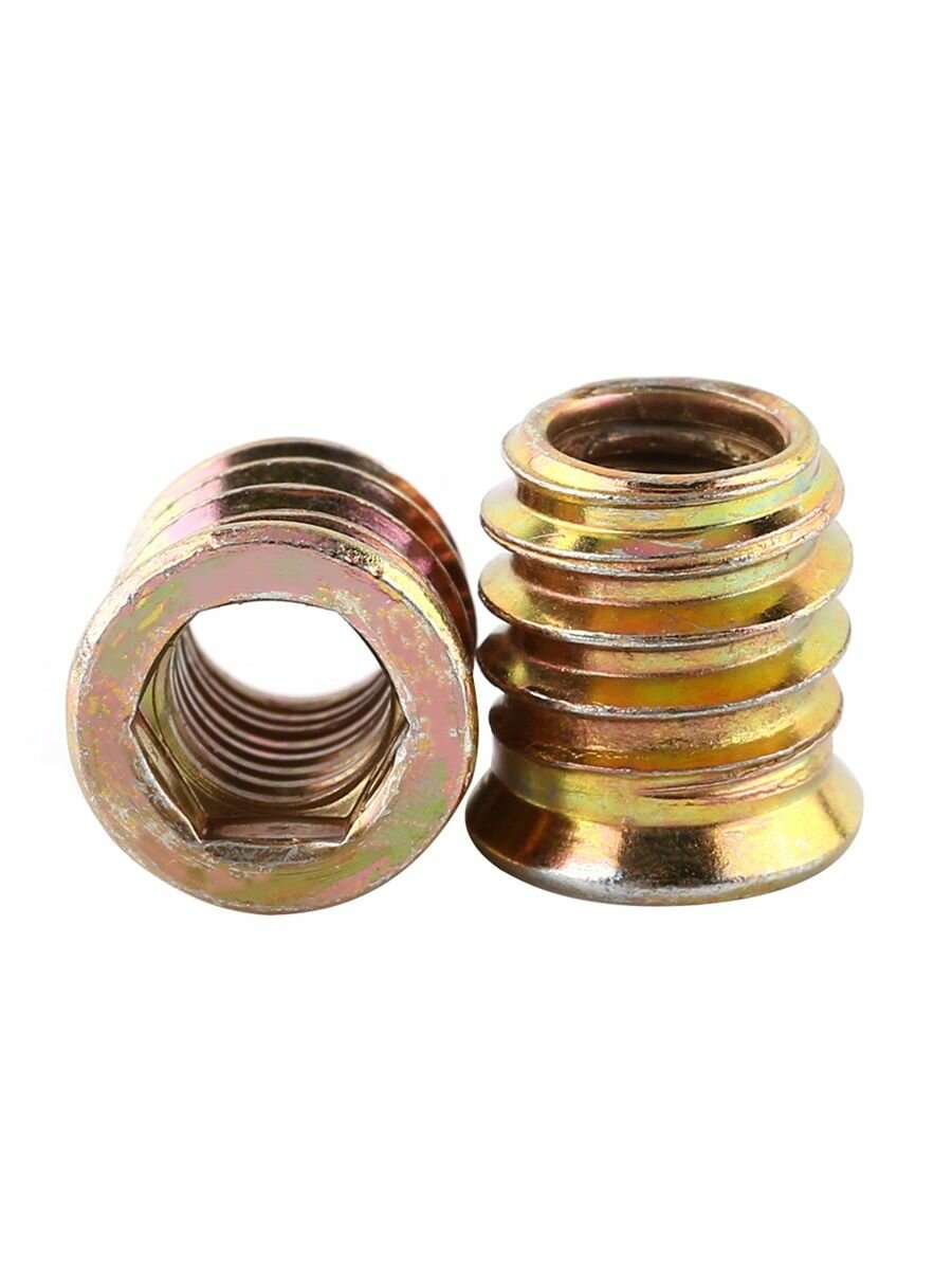 M8 * 15 мм оцинкованная мебельная гайка из углеродистой стали, вставные гайки с деревянной резьбой для тяжелых условий эксплуатации, прочная оцинкованная сталь, простая установка