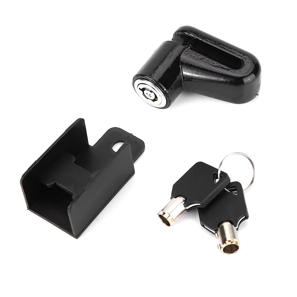 Металлический велосипедный замок для дисковых тормозов, противоугонный, с пластиковой рамкой и ключами, черный.