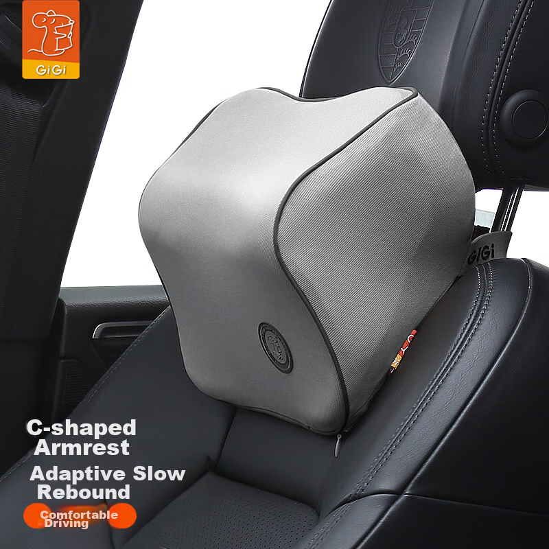 GiGi Car Headrest Neck Pillow G-1107 Memory Foam Driving Cushion, Car Neck Pillow, Car Pillow, Gray
