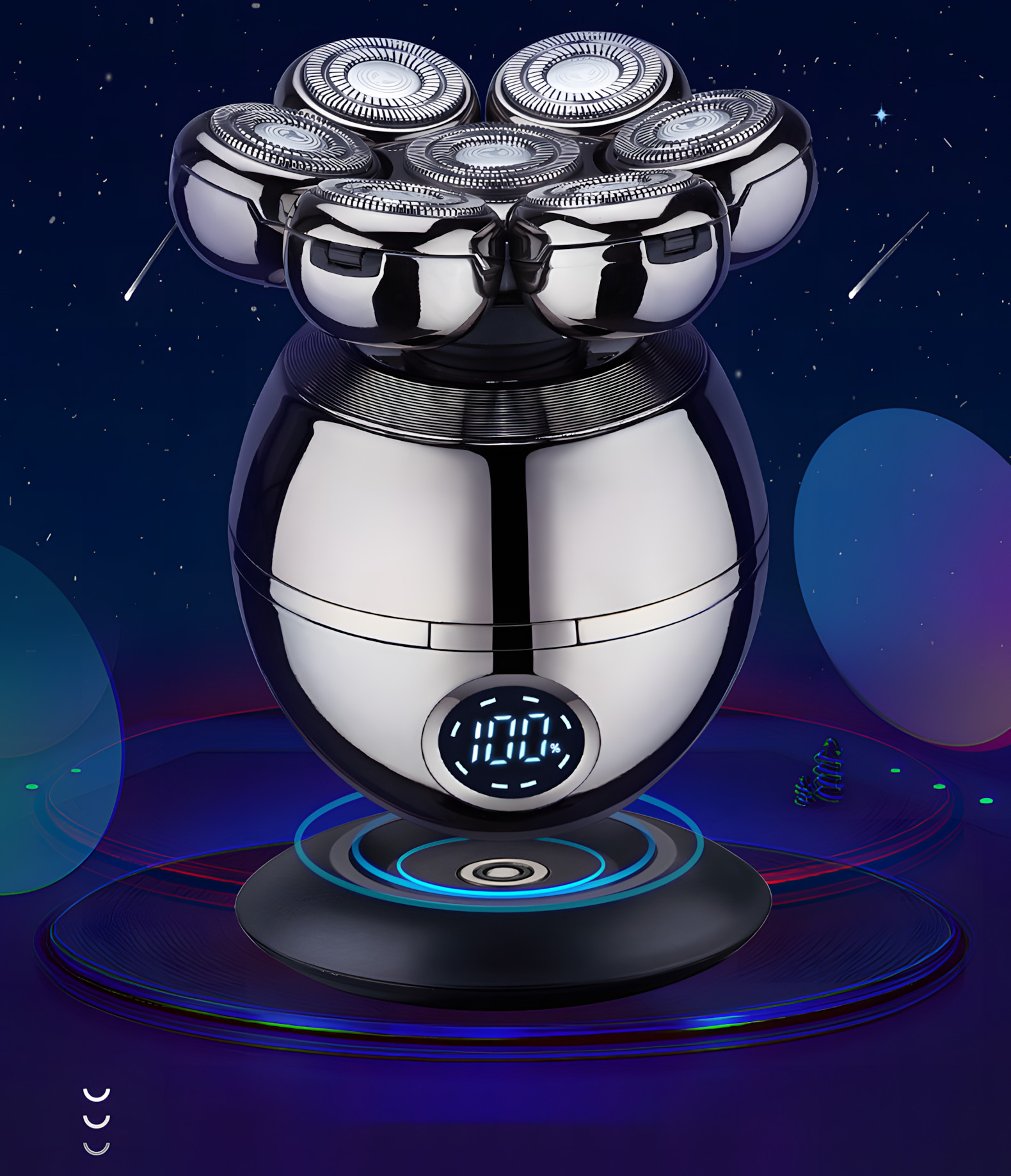 Электрическая бритва RQ8870 с 7 лезвиями и ЖК-дисплеем, серебристый