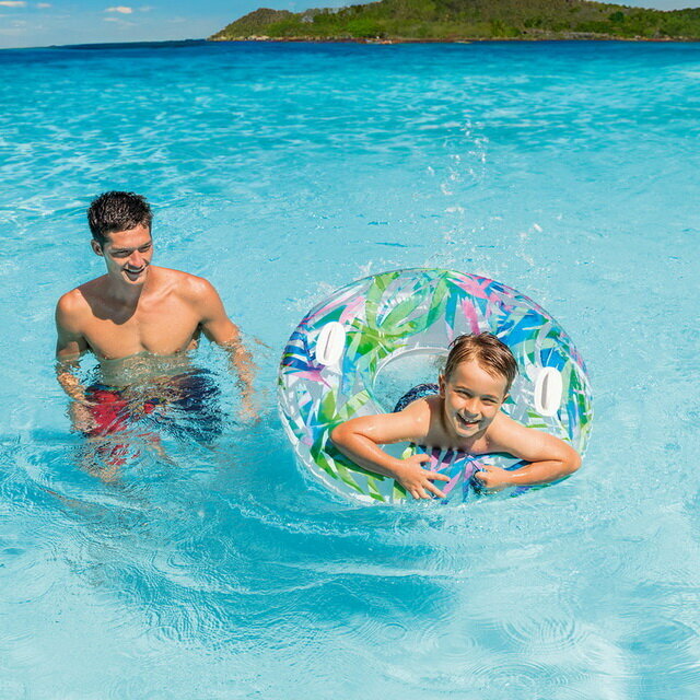 Надувной круг с ручками Яркие Тропики 97 см, INTEX, 58263-тропик