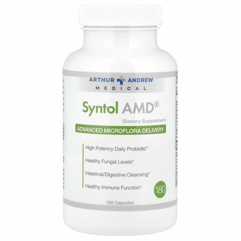 Arthur Andrew Medical, Syntol AMD, добавка-синбиотик для улучшения микрофлоры, 180 капсул
