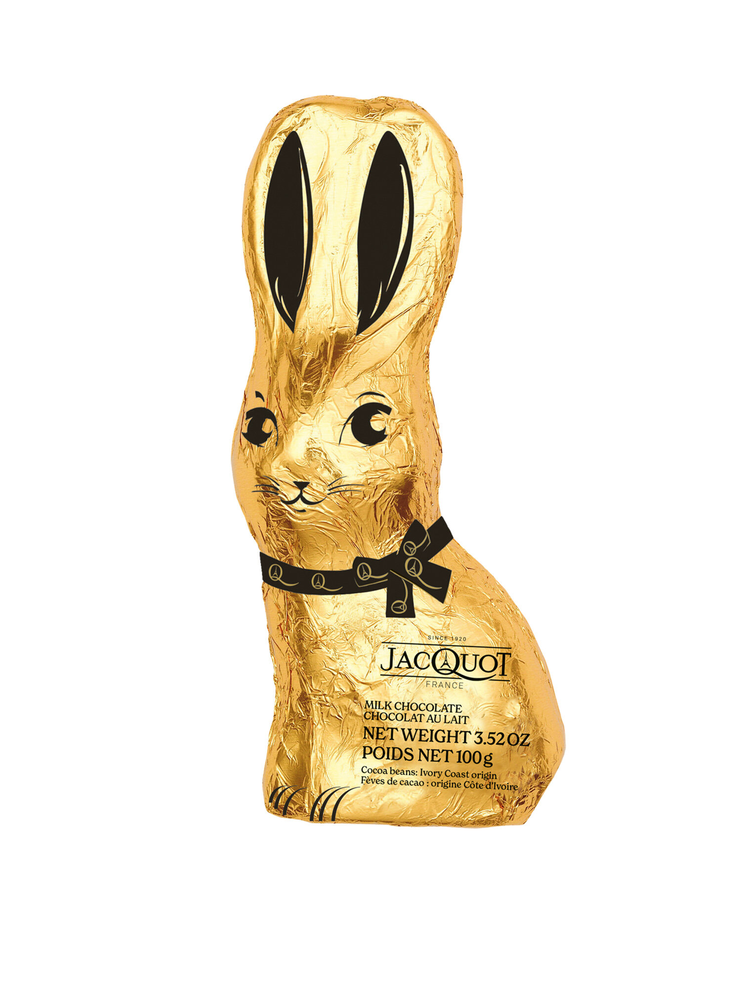 Фигурка JACQUOT "Золотой кролик" из молочного шоколада, Франция, 100г