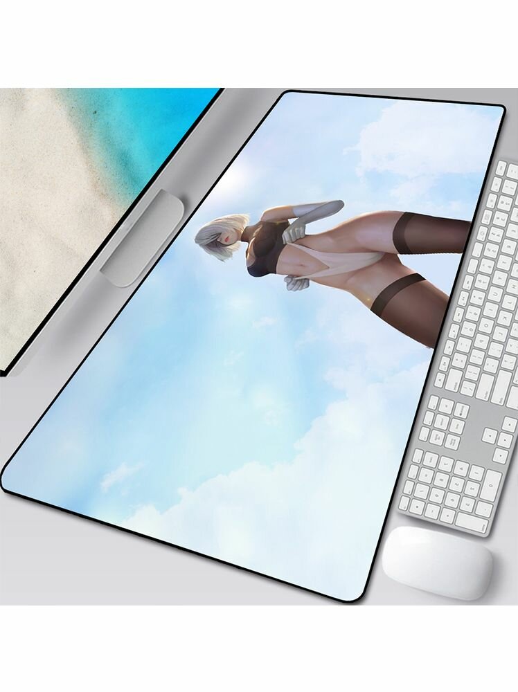 Коврик для мыши с игровой клавиатурой в стиле аниме "девушка в бикини", коврик для рабочего стола ноутбука, резиновый материал, размер 40x90xxl