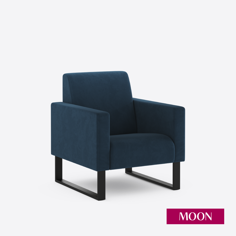 Кресло MOON 158 нераскладное, велюр, цвет синий, 76*84*91, эксклюзивная высокоэластичная пена (UniqFoam).