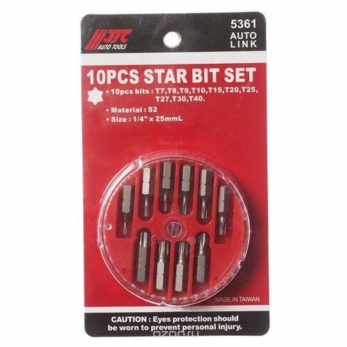 Набор вставок JTC TORX, 1/4DR, T7-T40, 10 предметов. JTC-5361 Jtc JTC5361