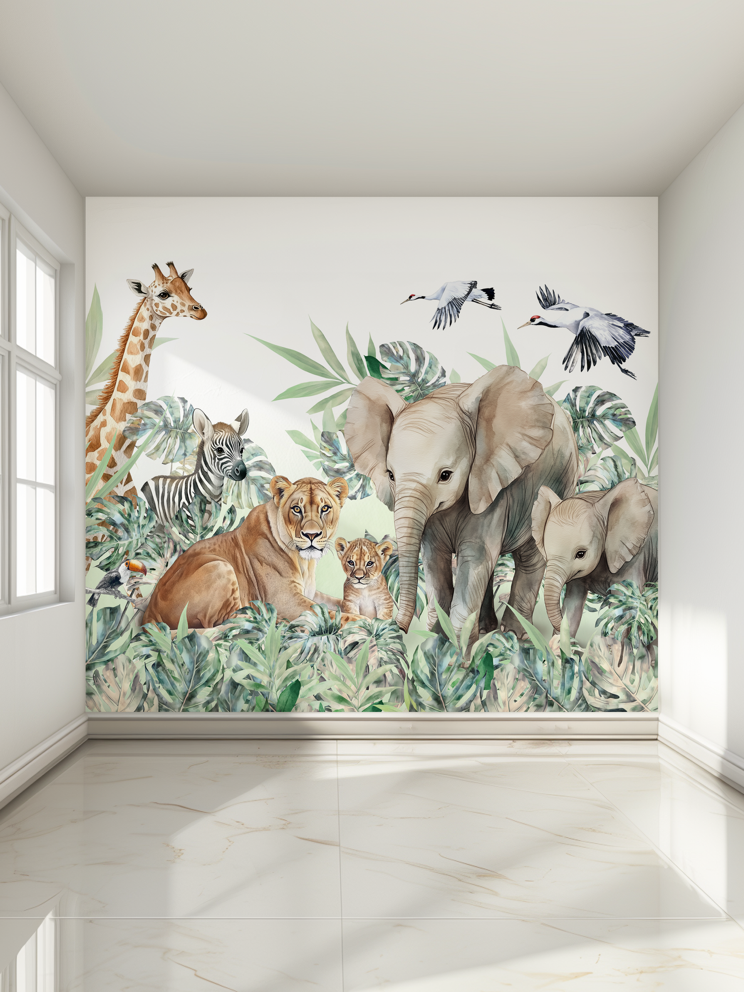 Фотообои 3д на стену "Джунгли", флизелиновые 300х280 см на кухню, спальню, зал, в детскую