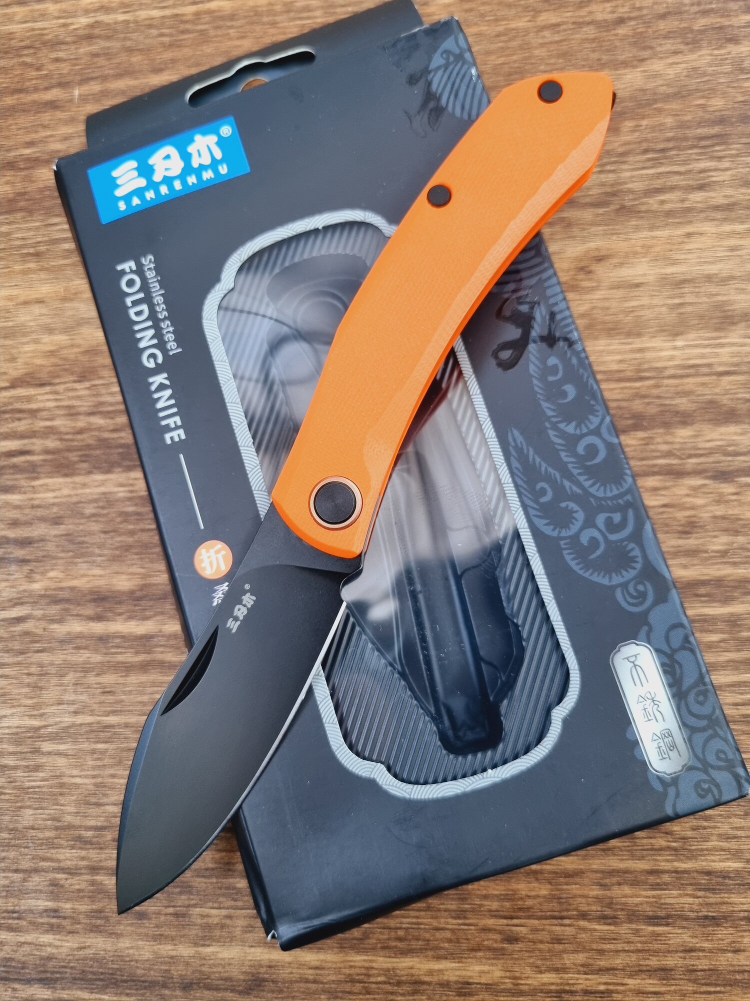 Складной нож SanRenMu 7315-GJ, сталь Sandvik 12C27, G10, 167мм, оранжевый