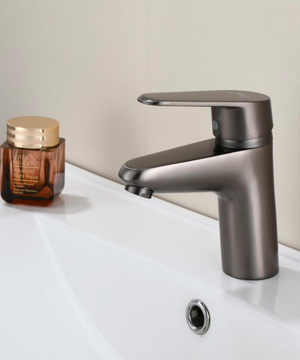 Cмеситель для раковины с фиксированным изливом HANSEN H10023-P графит