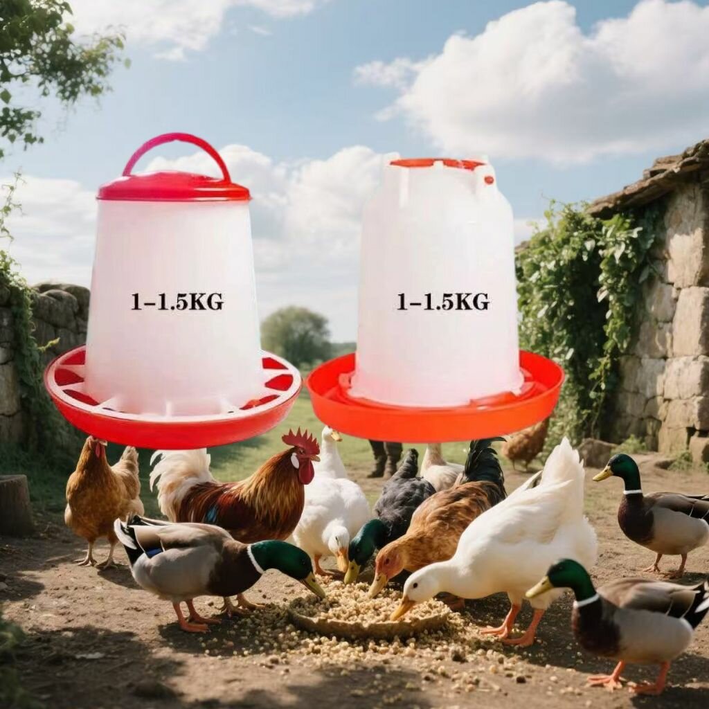 Поилка объемом 1.5 литра + кормушка весом 1 кг для кур, уток и перепелов, поилки и автоматические дозаторы воды Подходит для 15 небольших кур, уток, гусей