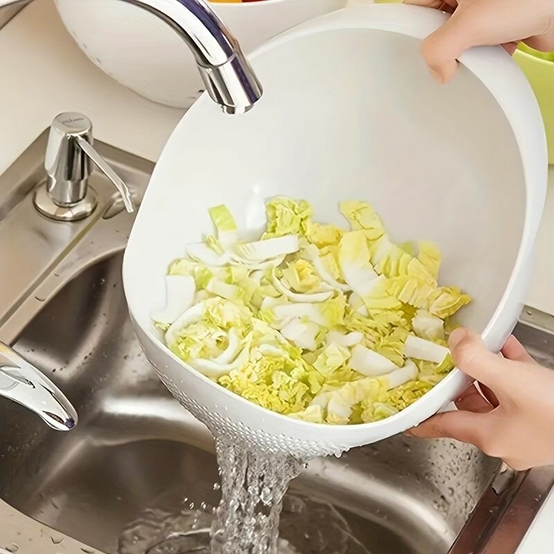 Пластиковый дуршлаг для круп, риса, макарон и фруктов удобное сито с отверстиями для быстрой промывки и слива воды