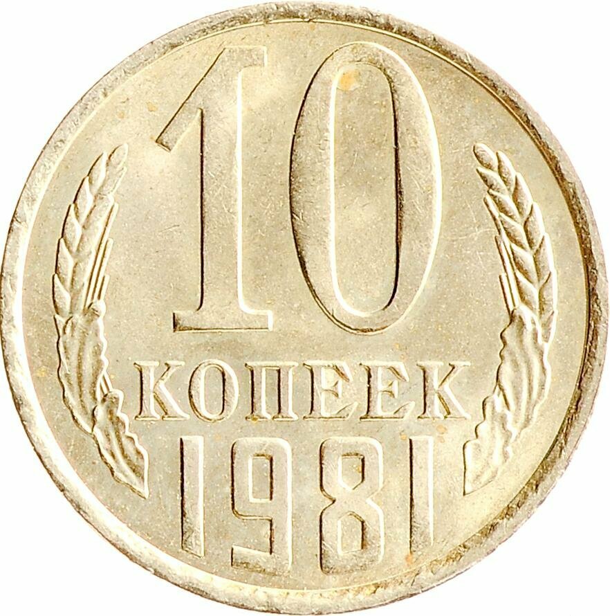 10 копеек 1981, Мельхиор медь-никель, в сохранности XF-AU