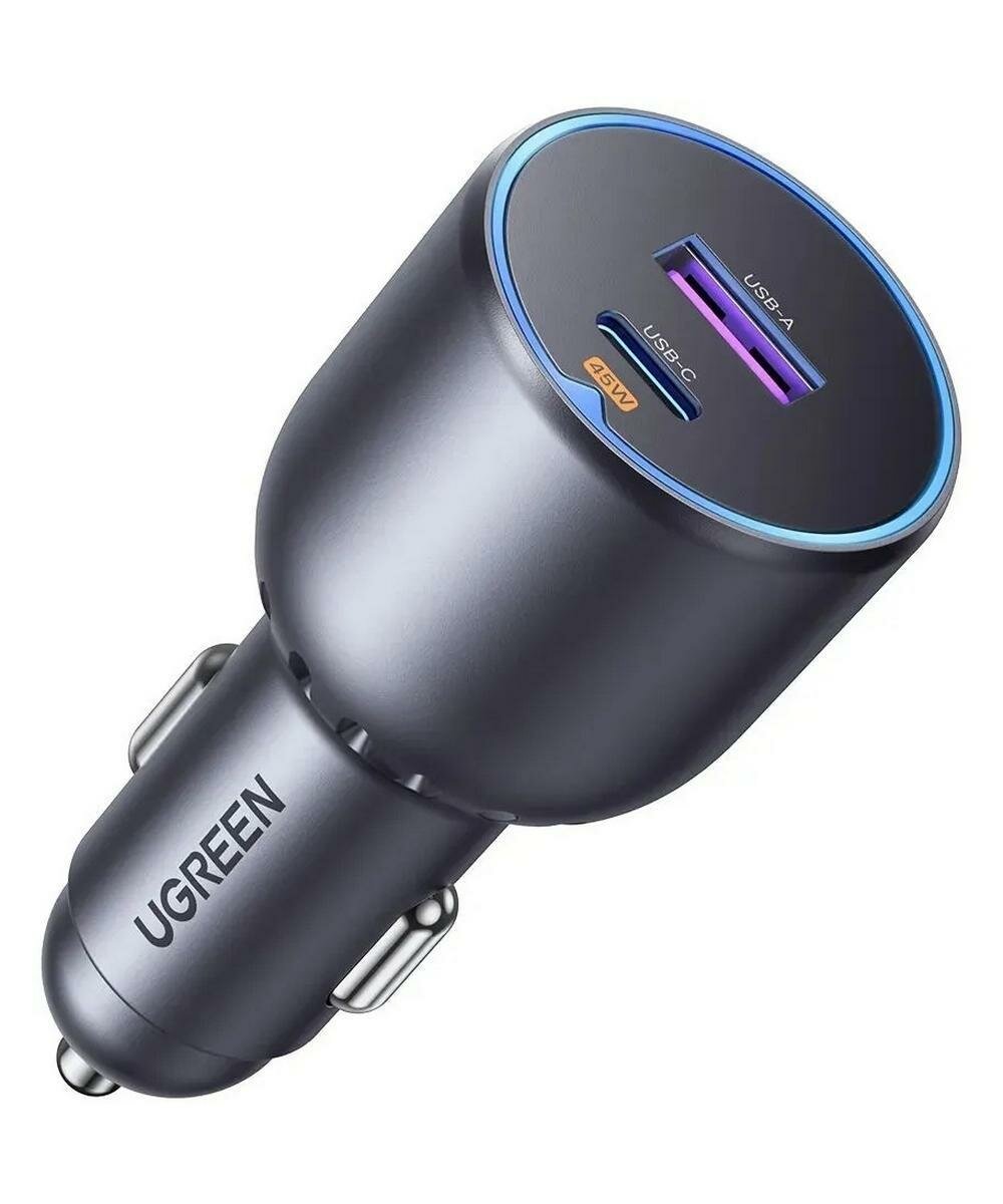 Автомобильное зарядное устройство UGREEN EC701 (35023) PD 63W Серый 1 x USB-C / 1 x USB-A RU