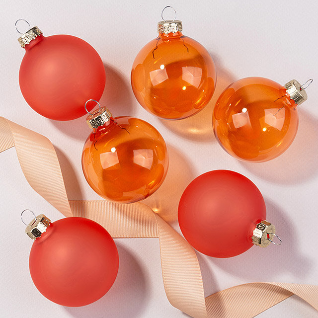 Елочные шары Bubble 6 см warm orange mix, 6 шт, стекло, Winter Deco, 1001310
