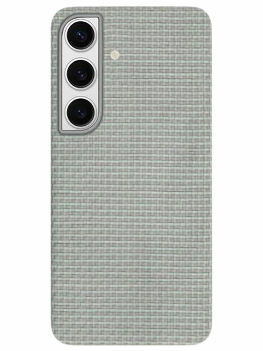 Чехол на Samsung Galaxy S24 Plus, кевлар (арамид) сверхпрочный, титановый-серый