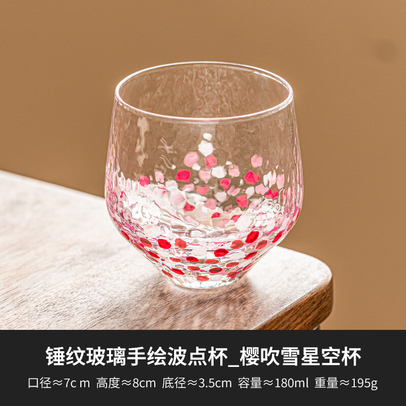 Чашка для молока "Cup_sakura", ручная роспись, в горошек