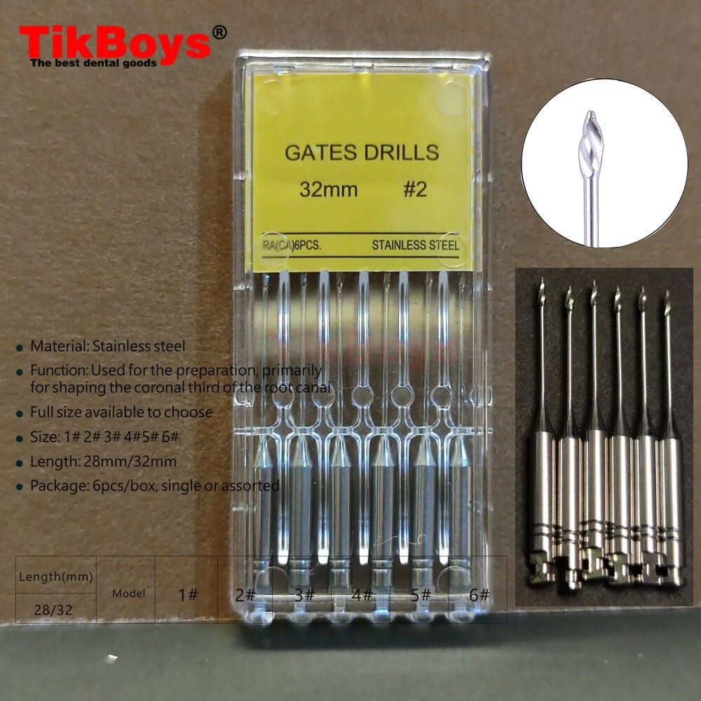 Развертки эндодонтические TikBoys Gates 32 мм #2