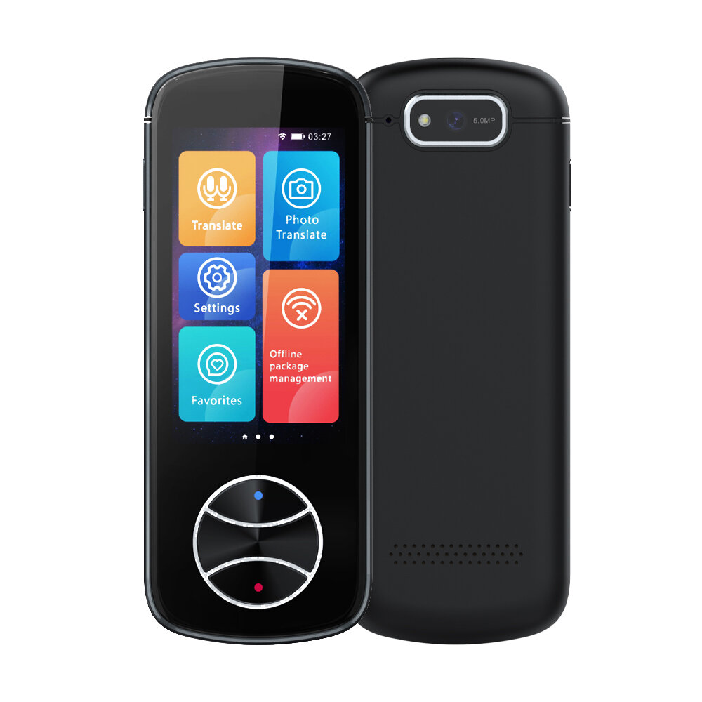 Переводчик V10 Smart Translator Online/Offline/Photo Translation 3 дюймовый сенсорный экран алюминиевый корпус батарея 1500mAh черный MTK6580 Android 8.1 RAM 1GB ROM 8GB 360*640 IPS G+F одиночный тач 3D внешний вид WiFi 2.4G BT V4.0 камера 500W автофокус