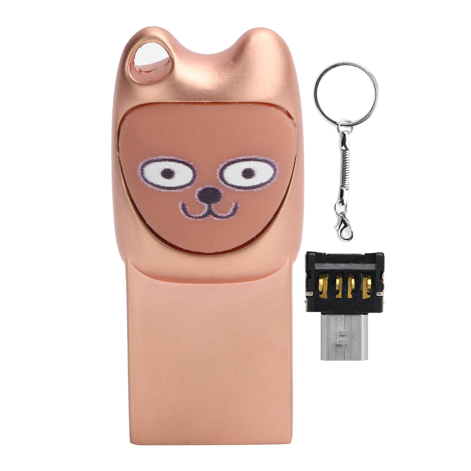 U-диск USB 2.0, металлический флеш-накопитель, мультяшный, 2-в-1 с адаптерами для Android, розовое золото, 4GB