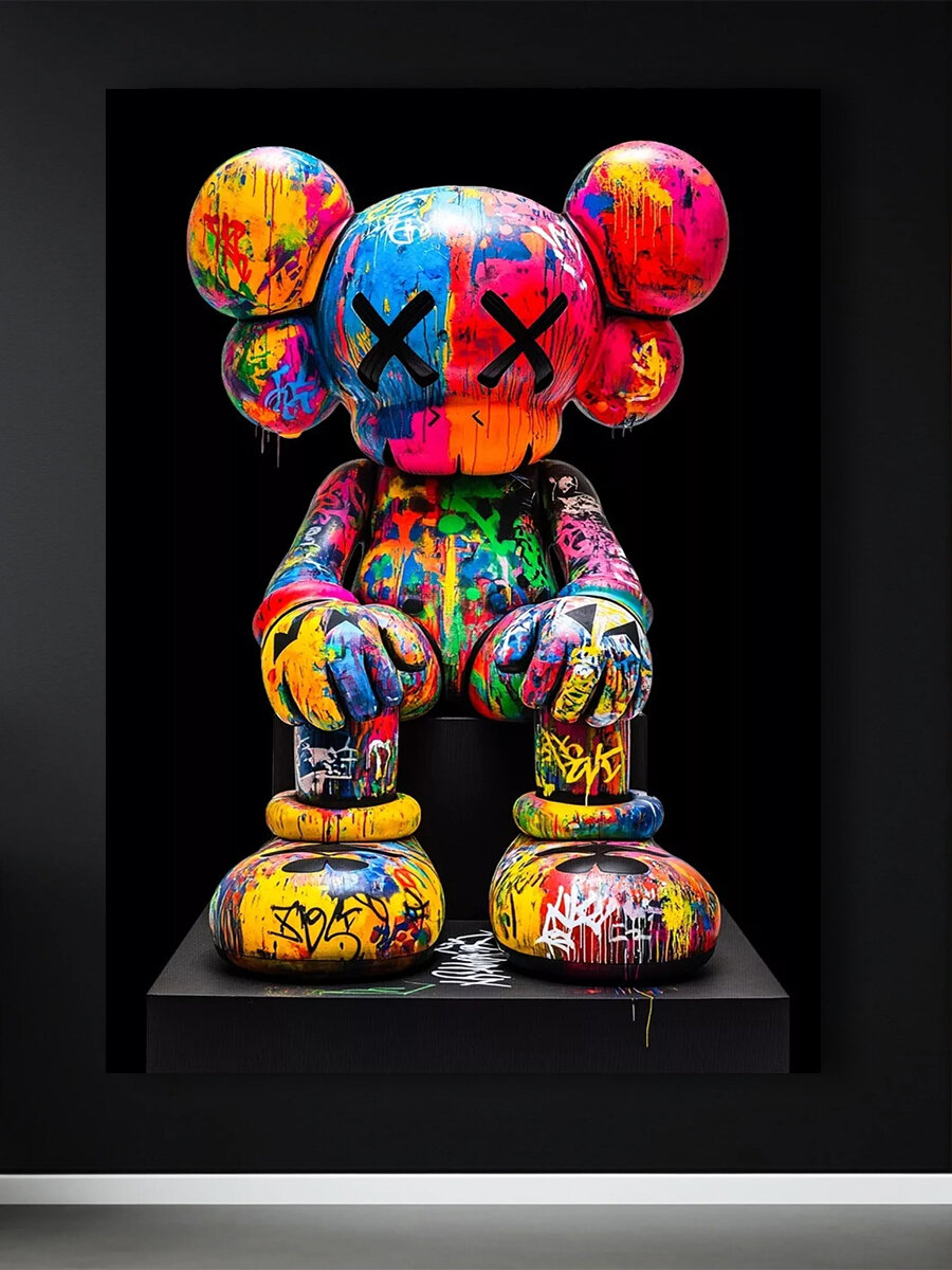 Картина интерьерная - "KAWS / кавс, Mickey Mouse" , 40х60 см.