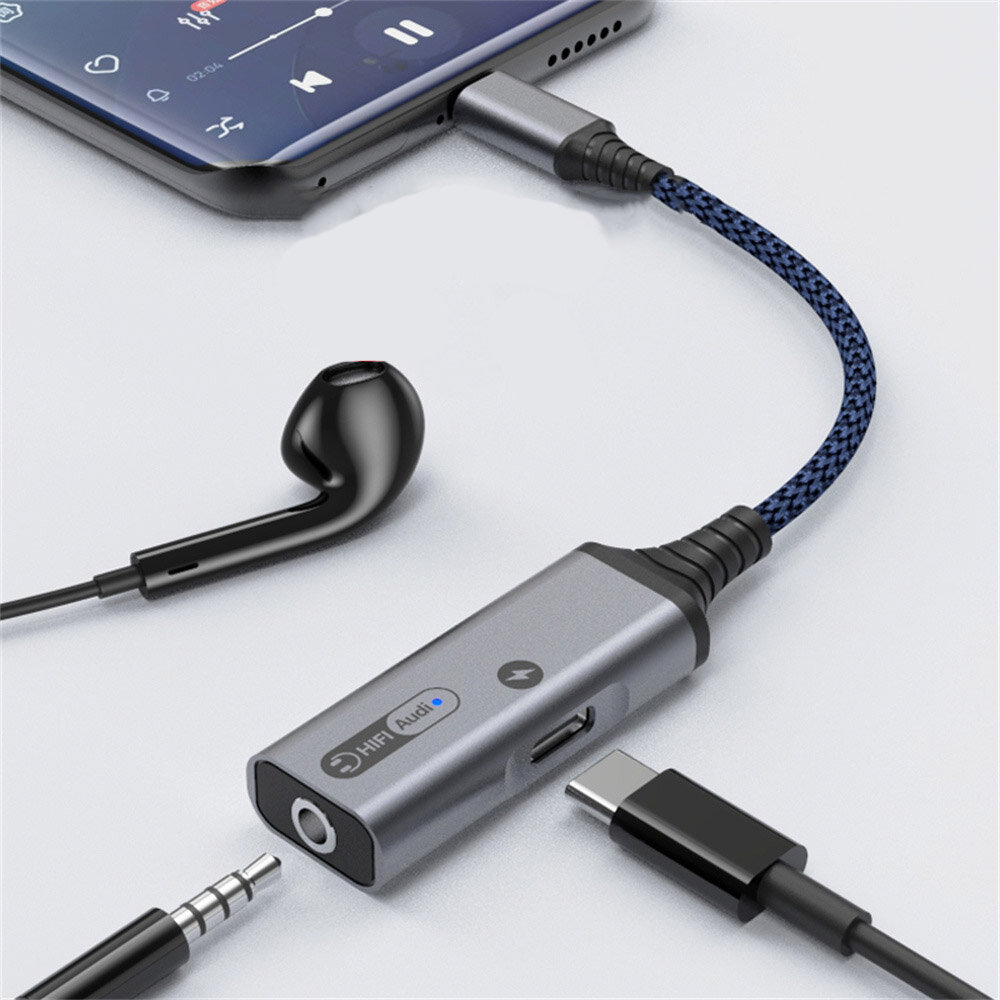 Адаптер для наушников и зарядного устройства Usb Type C- 3,5 мм, Разъем-разветвитель аудиоадаптера 2-В-1 Usb C-Aux с клю