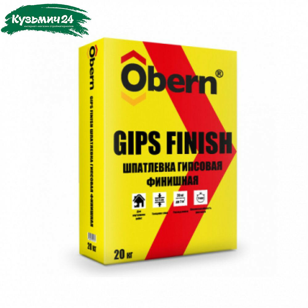 Шпатлёвка финишная Obern GIPS FINISH 20 кг, 1 шт.