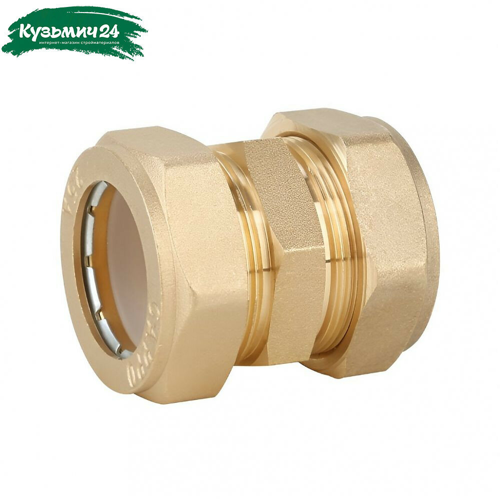 Муфта обжимная Gappo 25х25 мм, G1250.2525, прямая, соединительная, латунь