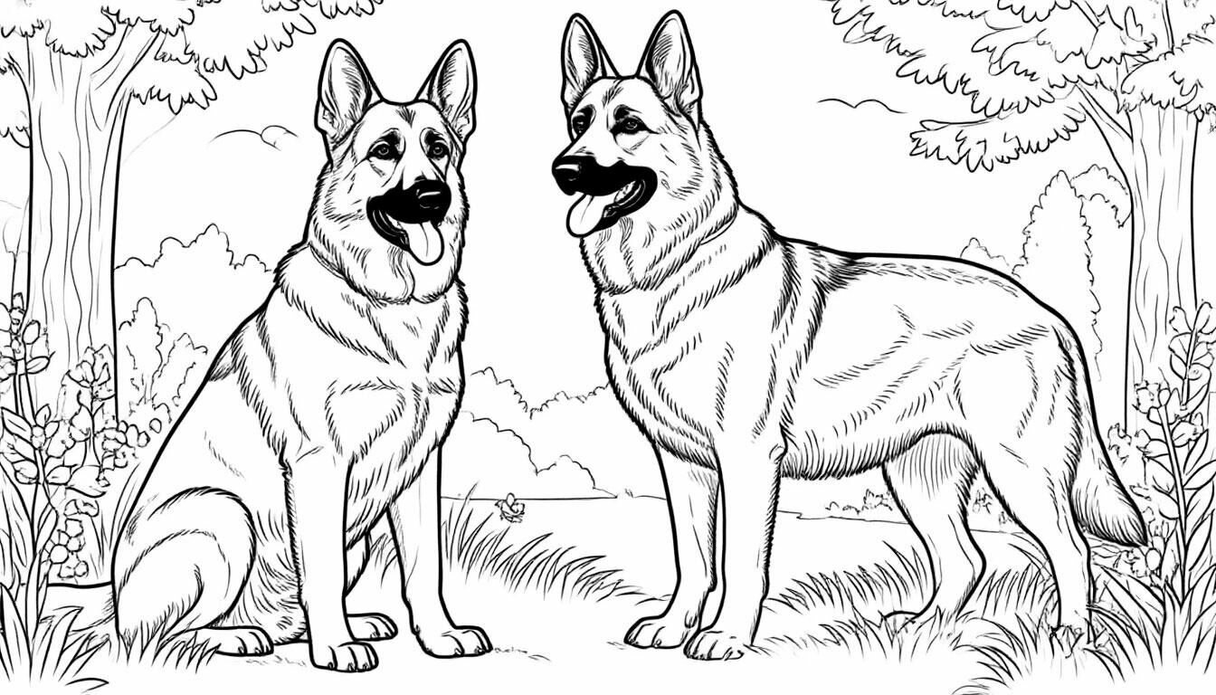 Набор детских раскрасок "Немецкая овчарка", плотная бумага формата А4, 10 шт, от 1 года