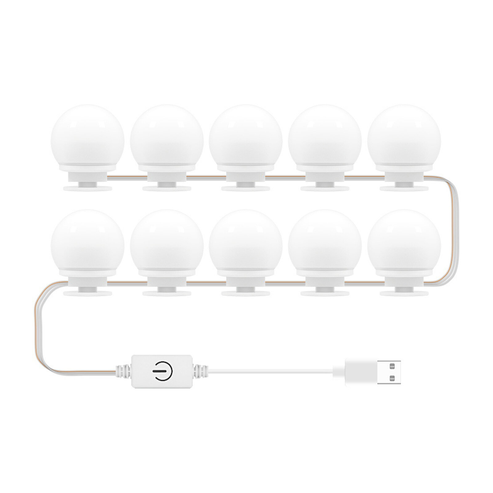 Лампочки для зеркала в ванной комнате, зеркало перед светом, комод, заправка, косметическое зеркало, лампочка, трехцветная диммируемая, USB, сенсорный переключатель, длинное нажатие, бесконечно диммируемая, длина кабеля 1.5M, напряжение 5V, цвет белый,