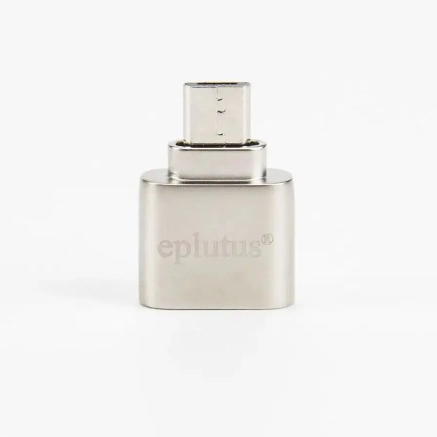 Переходник картридер Eplutus OTG-SD, micro SD to micro USB (M), Серебристый — фото 1