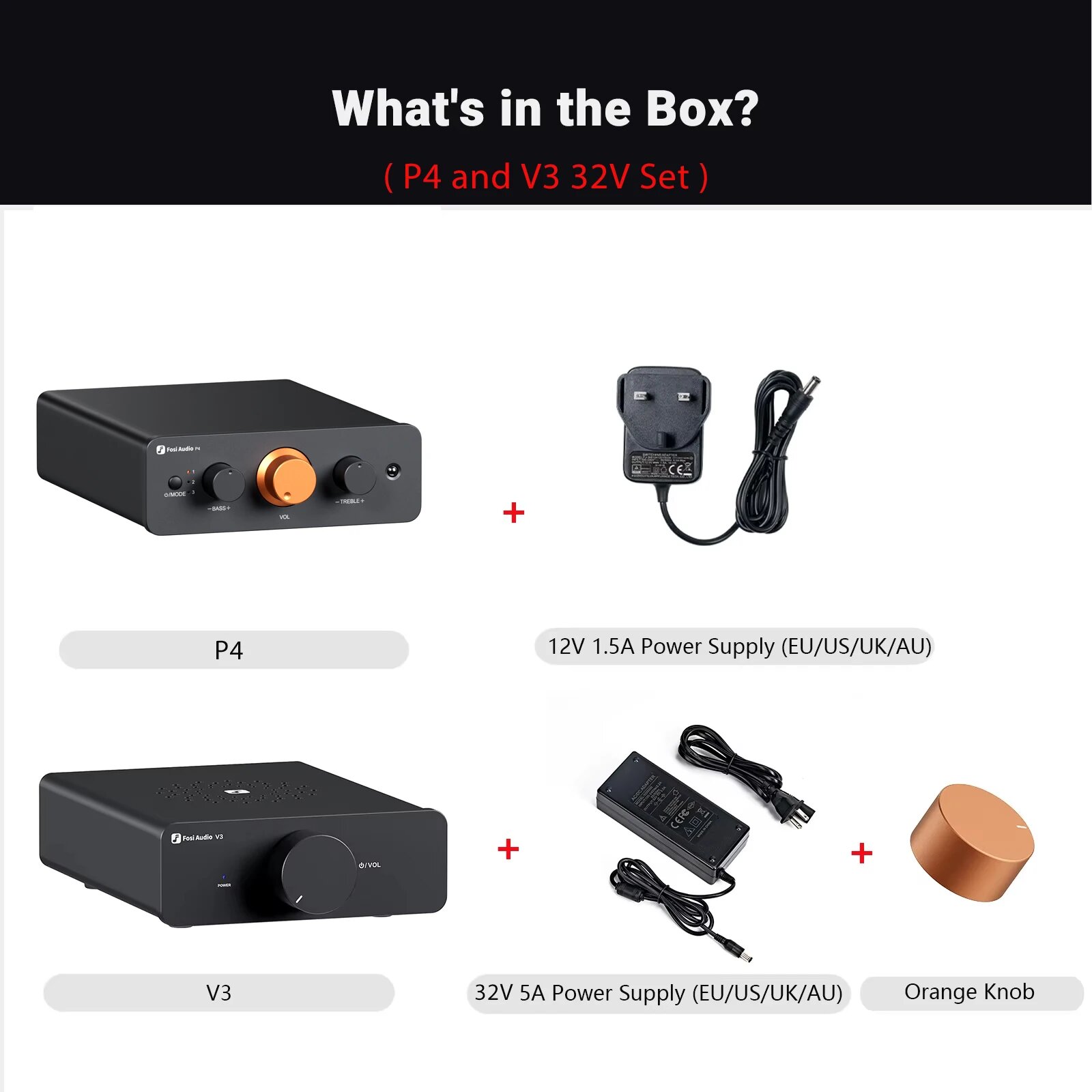 Fosi Audio P4 и V3 32V комплект предусилителей