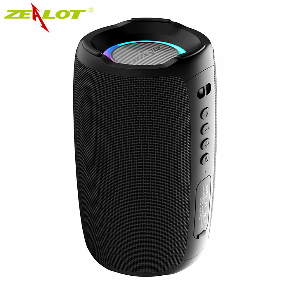ZEALOT S61 Black Wireless Bluetooth Speakers Portable Column 30W 3600mAh Bluetooth 5.0 Transmission Distance 10m Size 103*103*170mm Weight 633g For Computer Subwoofer Boom Box Music Center FM Radio Colorful