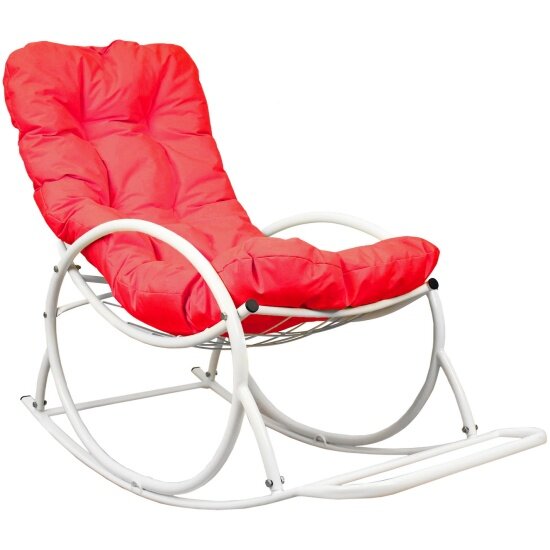 Кресло-качалка M-group белое, красная подушка