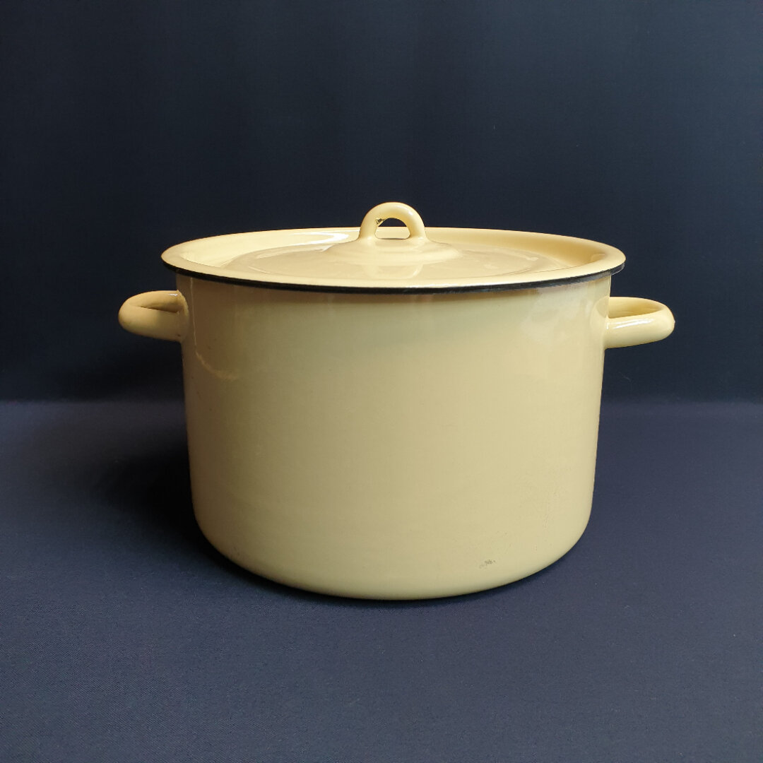 Кастрюля эмалированная, 5 литров, металл, крытье, винтаж СССР