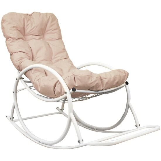 Кресло-качалка M-group белое, бежевая подушка