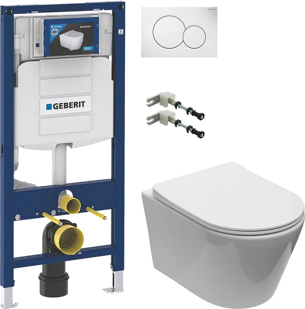 Комплект Унитаз подвесной Aquanet Logan Tornado 340298 / Инсталляция Geberit Duofix UP 320 111.300.00.5 / Крепления к стене, Кнопка белая