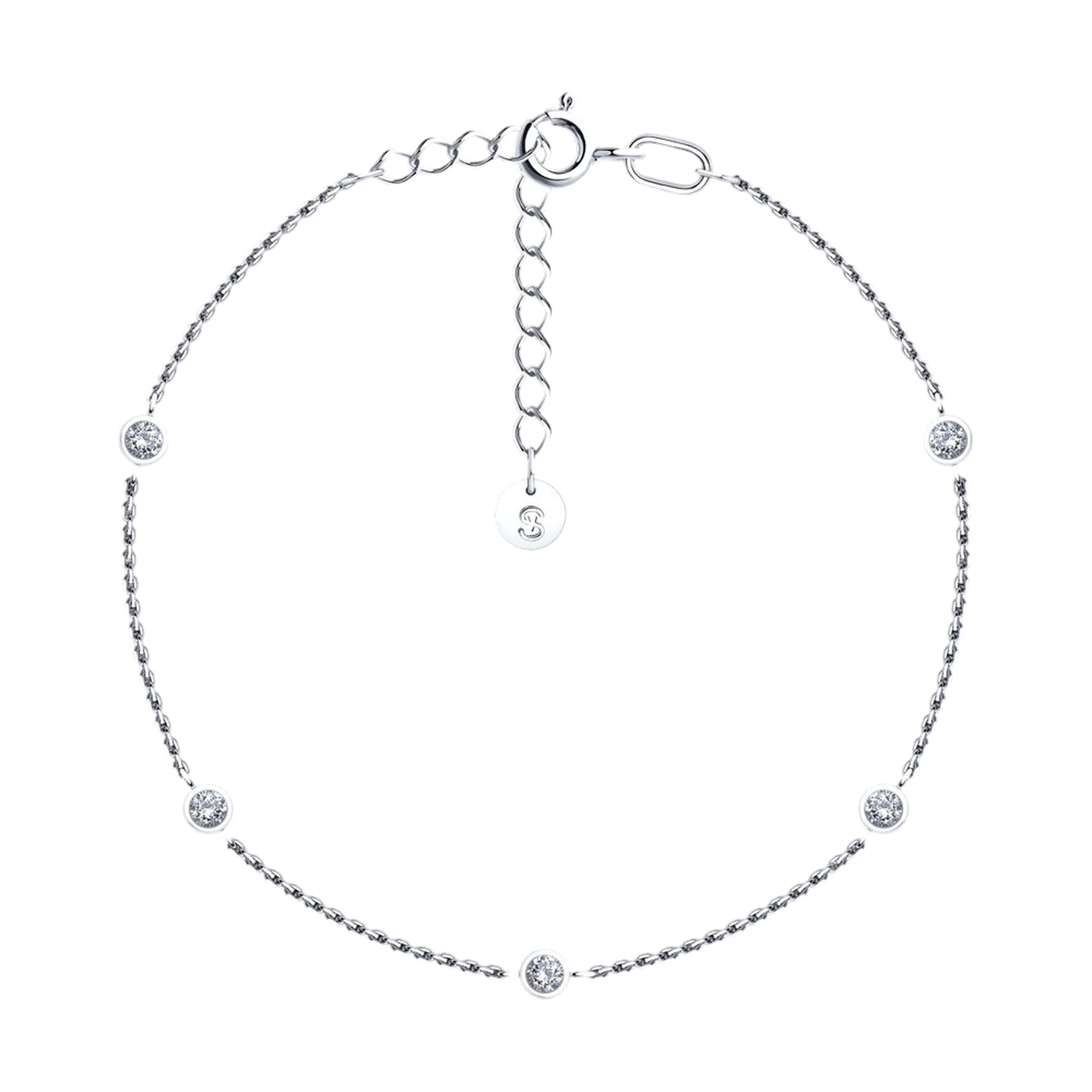 Браслет, белое золото, 585 проба, бриллиант