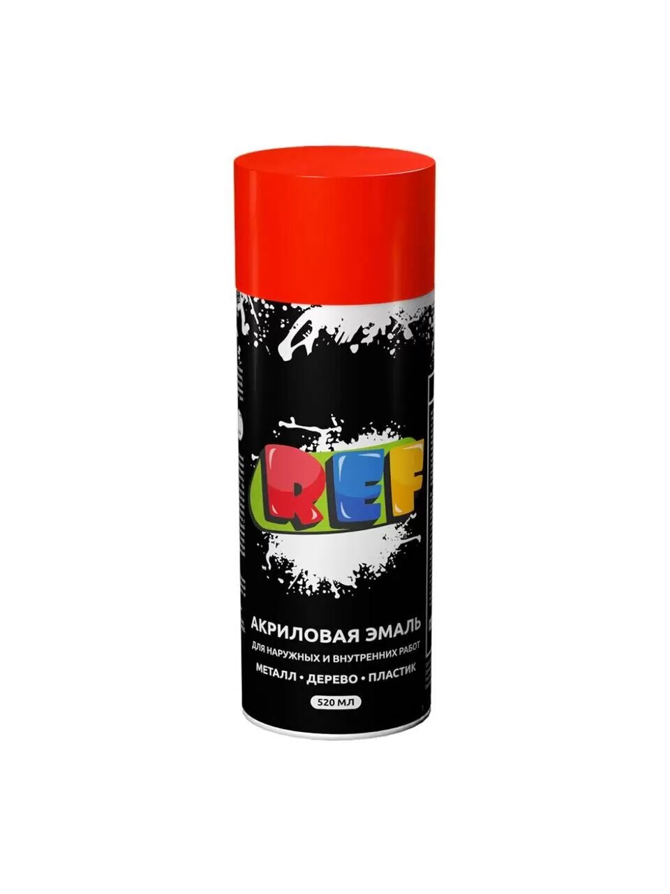 Эмаль аэрозольная, REF, универсальная, флуоресцентная, акриловая, красная, 520 мл