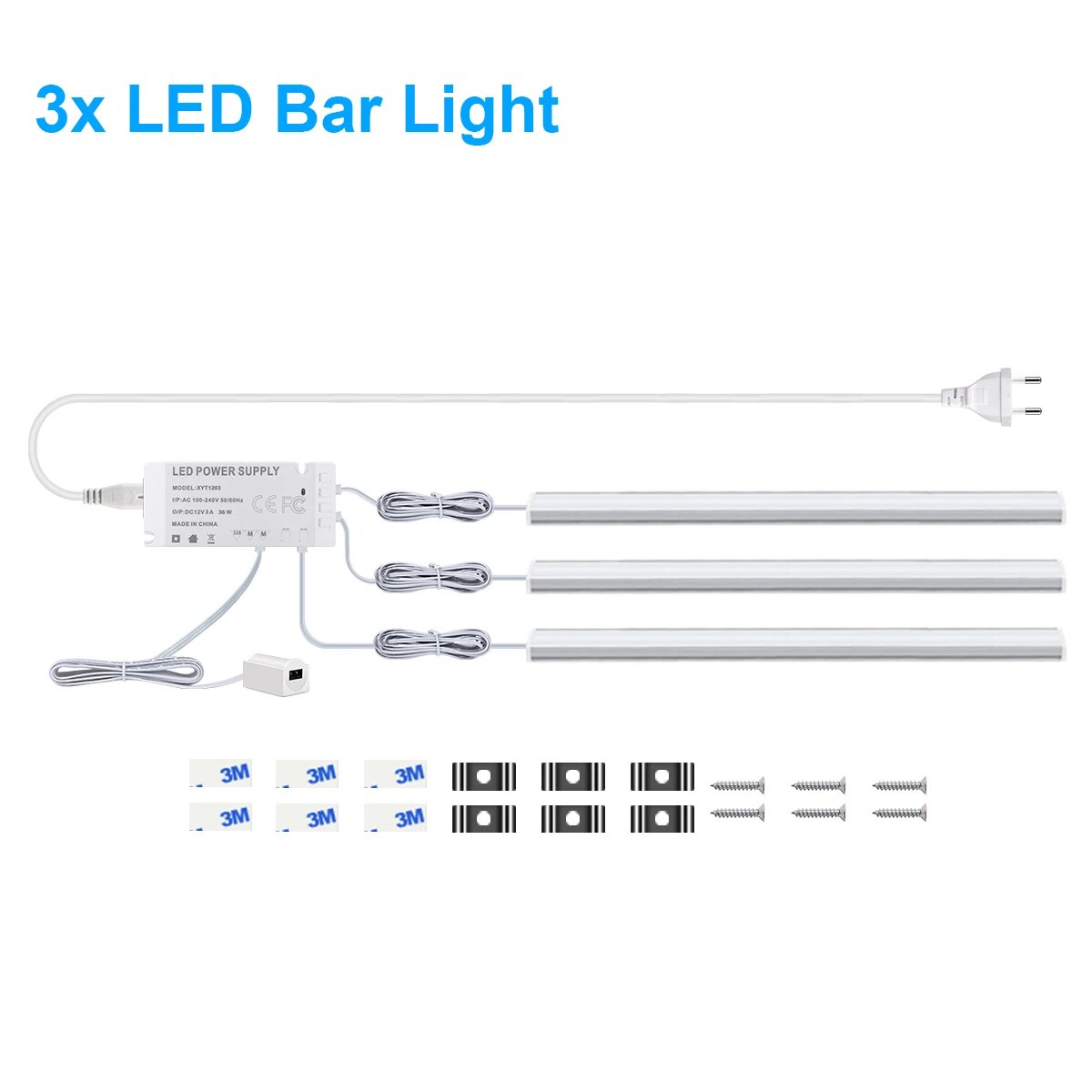 AIMENGTE алюминиевый светодиодный светильник для шкафа с датчиком движения 30/40/50 см Cold White, European Plug, 3PCS With Power Plug, 50cm