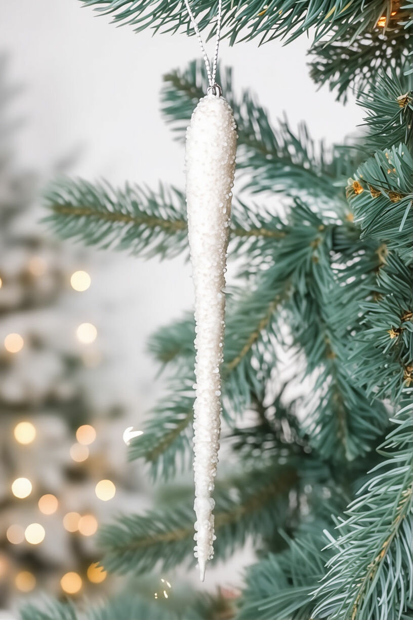 Ёлочное украшение сосулька радужное серебро, хлопок, 22 см, Винтер Деко (Winter Deco) 5001000