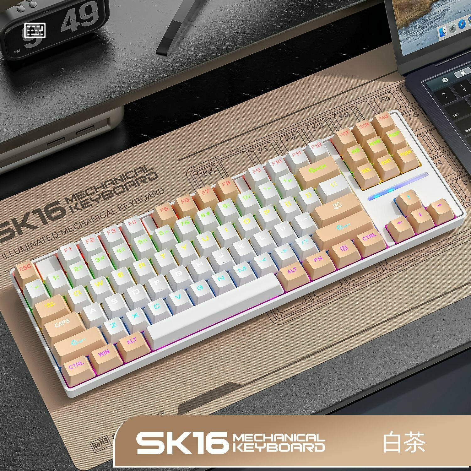 SMAILWOLF SK16 Проводная механическая клавиатура с красными переключателями - 87-клавишная игровая клавиатура, цвет