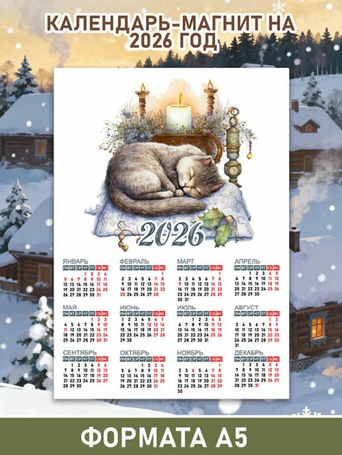 Магнитный календарь 2026 год формат А5