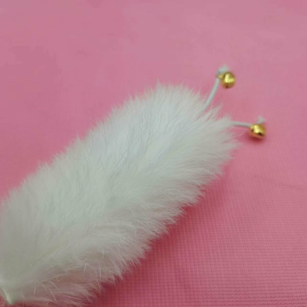 Новый кролик меха дразнит кошачий хвост мыши дразнит кошачий стержень Белый_Колокольчик