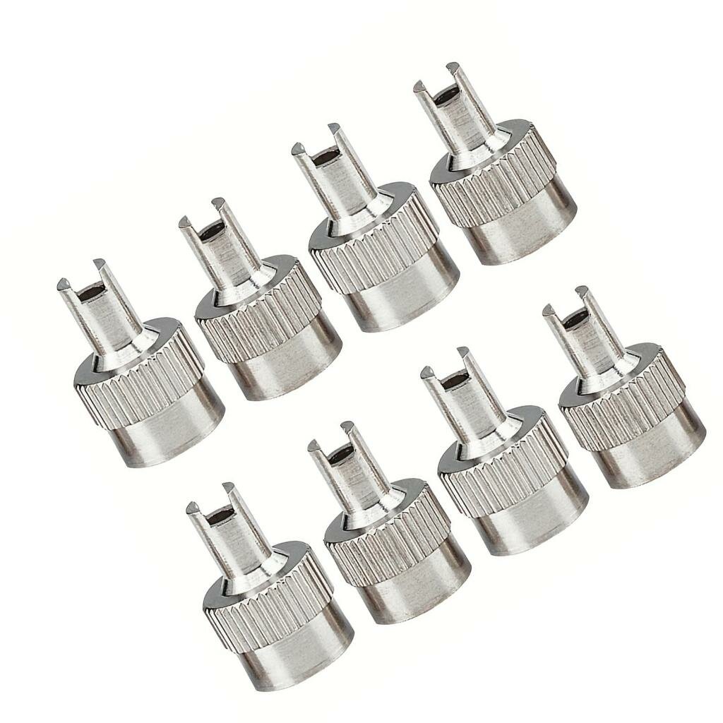 Колпачки для золотников клапанов из латуни, 8 шт, Серебро