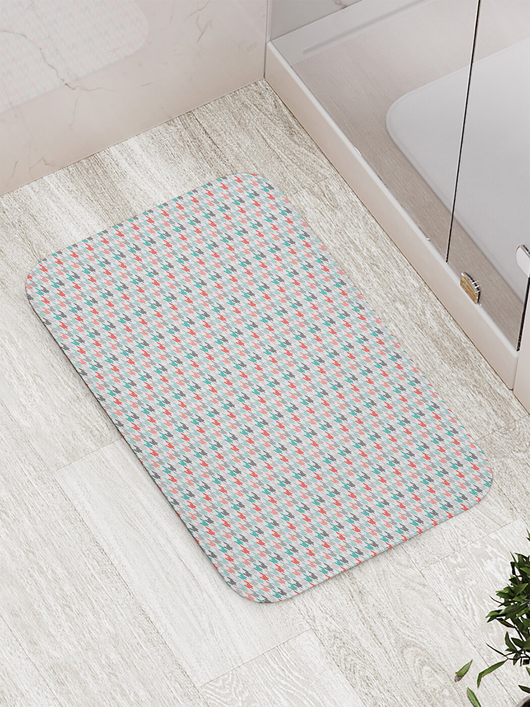 Коврик для ванной комнаты, туалета "Имитация гусиной лапки" противоскользящий, 52х77 см, JoyArty