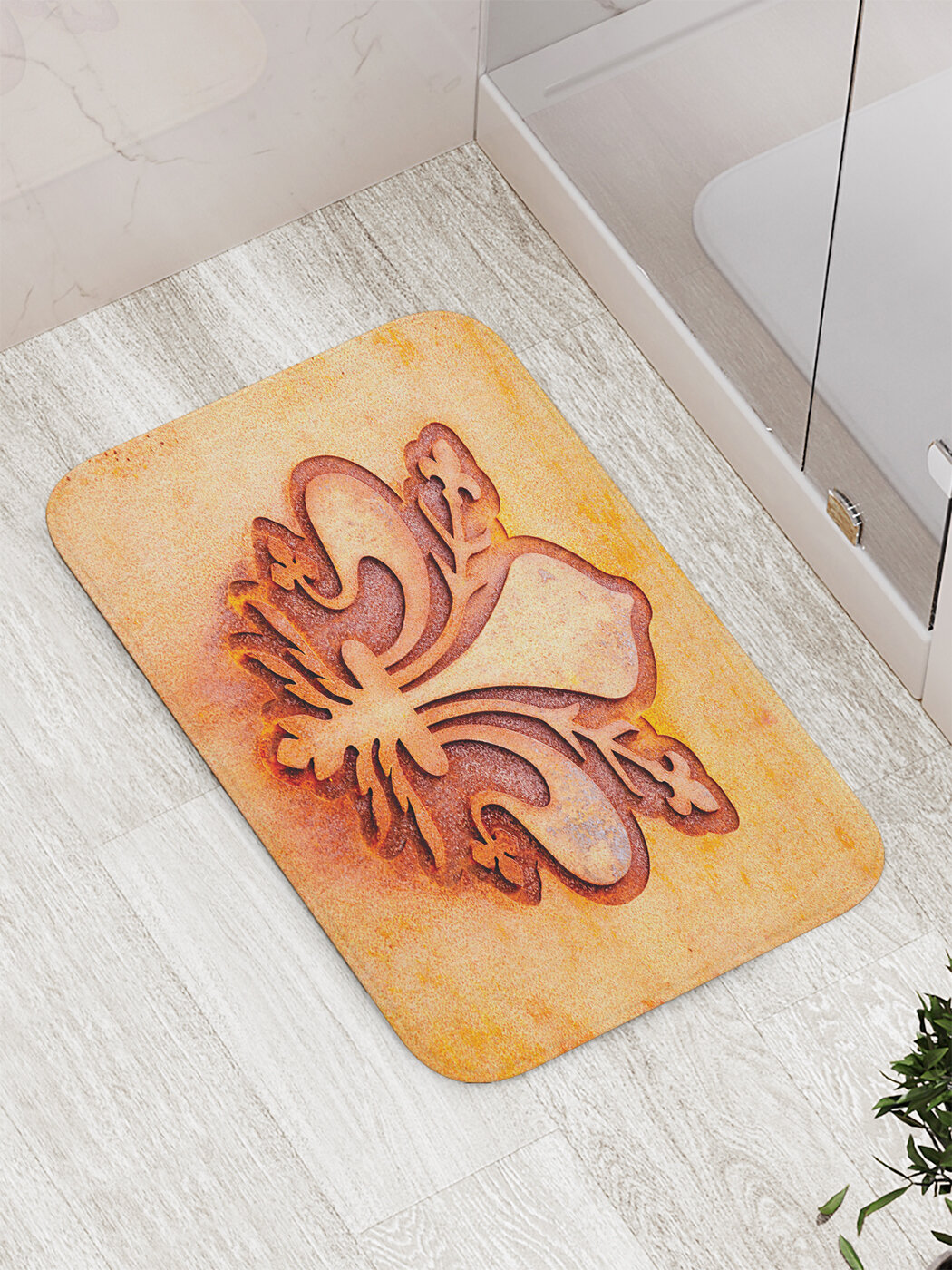 Коврик для ванной комнаты, туалета "Вырезанный символ" противоскользящий, 52х77 см, JoyArty